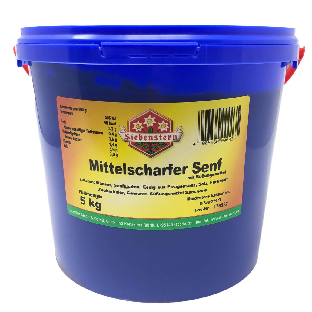 Siebenstern Senf mittelscharf 5kg Eimer – Hans Wagner Bestellplattform